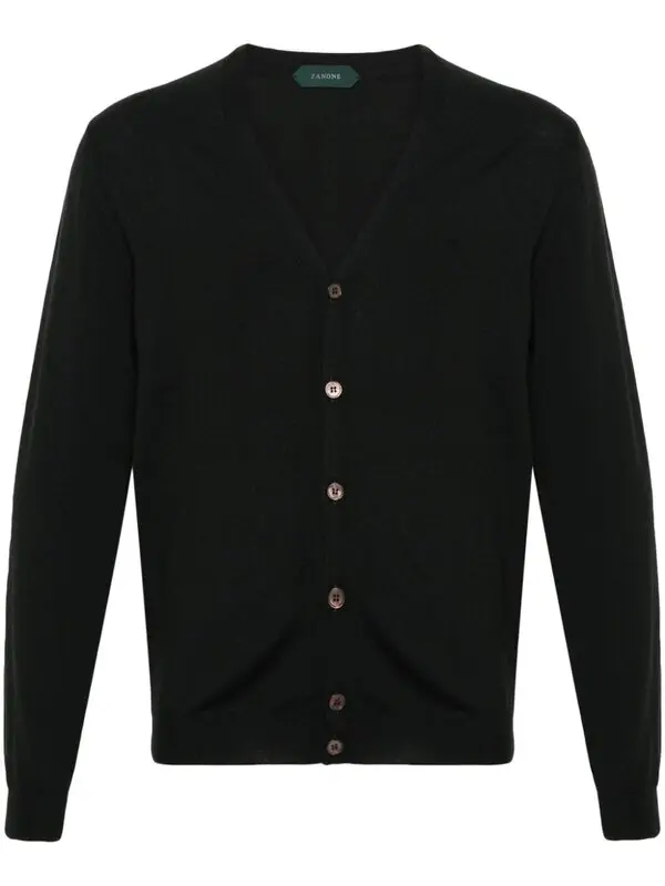 ZANONE Fine-knit V-neck Cardigan - Black