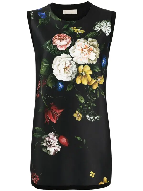 Elie Saab Floral-print Scuba-jersey Top