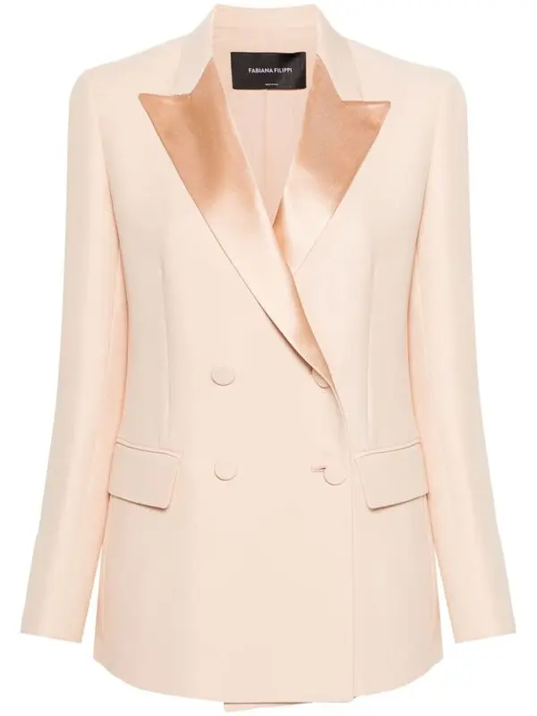 Fabiana Filippi Double-breasted Wool-blend Blazer - Pink