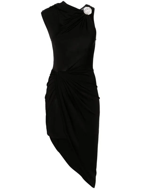 David Koma Satin Draped Midi Dress