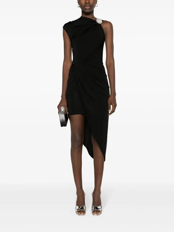 David Koma Satin Draped Midi Dress