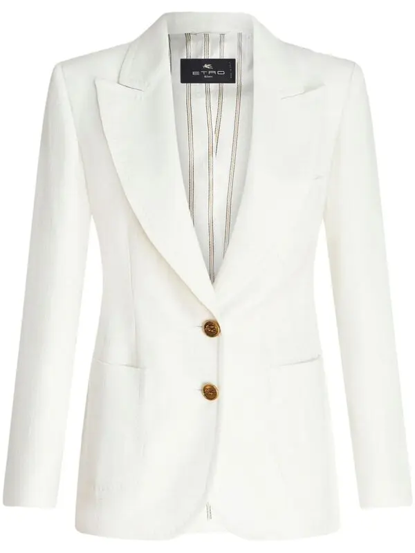 Etro Single-breasted Slub Blazer - White