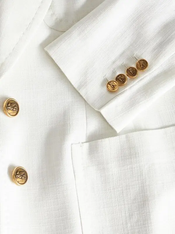 Etro Single-breasted Slub Blazer - White