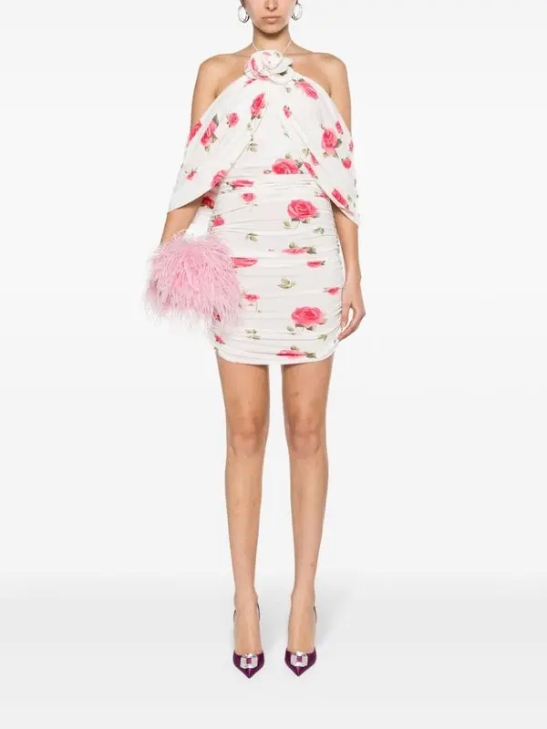 Magda Butrym Rose-print Minidress - White
