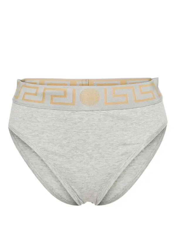 Versace Greca-waistband Cotton Briefs - Grey