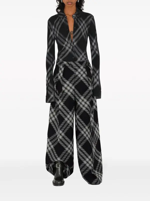 Burberry Check-print Long-sleeve Shirt - Black