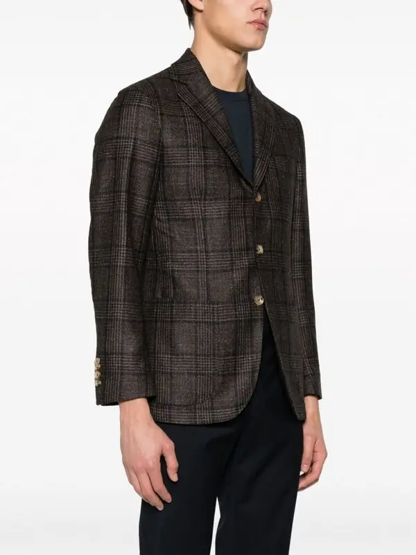 SARTORIO NAPOLI Tartan Pattern Blazer - Brown