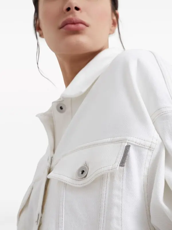 Brunello Cucinelli Monili-embellished Denim Jacket - White