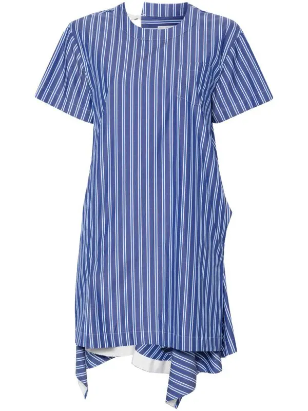 Sacai Asymmetric-hem Cotton Poplin Dress