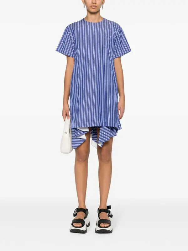 Sacai Asymmetric-hem Cotton Poplin Dress
