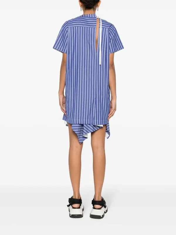 Sacai Asymmetric-hem Cotton Poplin Dress