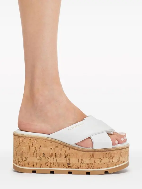 FERRAGAMO 60mm Logo-print Wedge Sandals