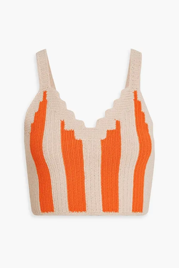 Sandro Cropped Striped Crochet Top