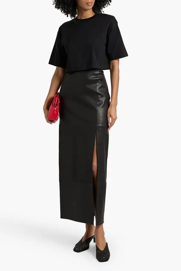 Loulou De Saison Cropped Pima Cotton-jersey T-shirt - Black