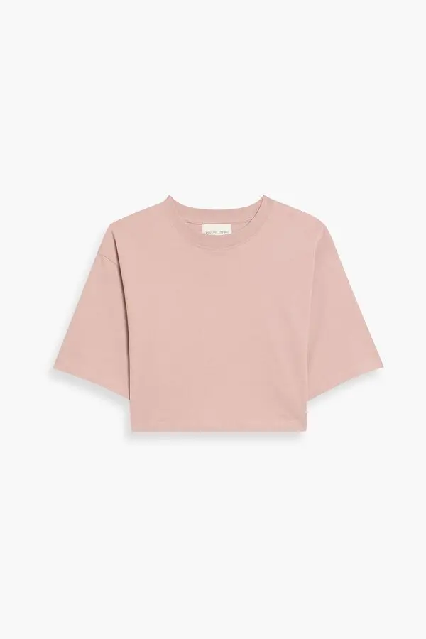 Loulou De Saison Cropped Pima Cotton-jersey T-shirt - Blush