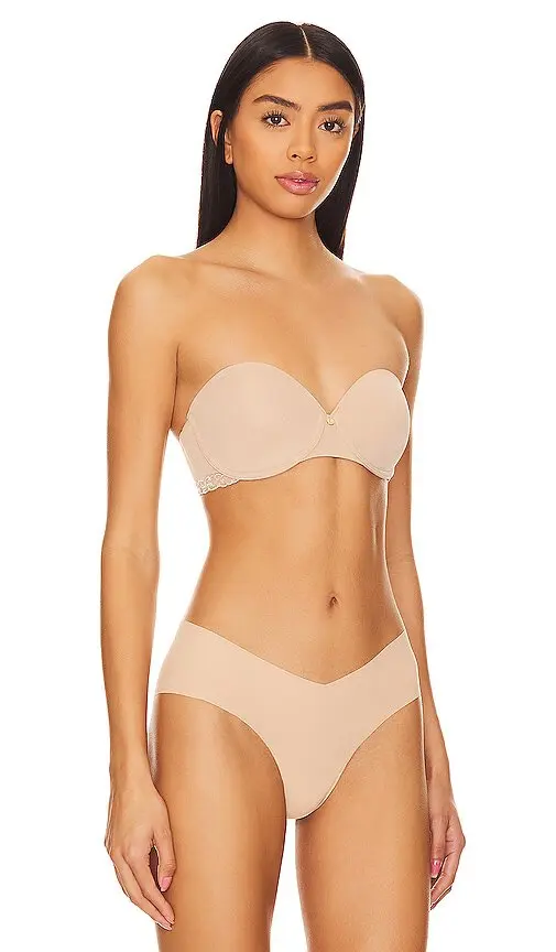 Natori Pure Luxe Strapless Contour Underwire Bra In Nude - Cafe