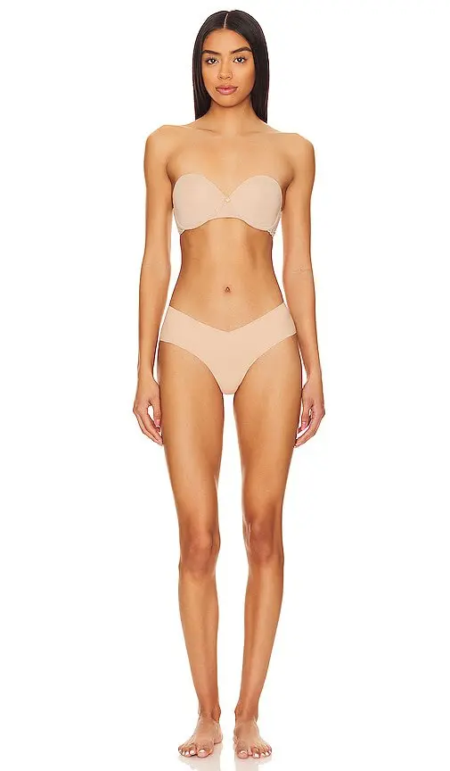 Natori Pure Luxe Strapless Contour Underwire Bra In Nude - Cafe