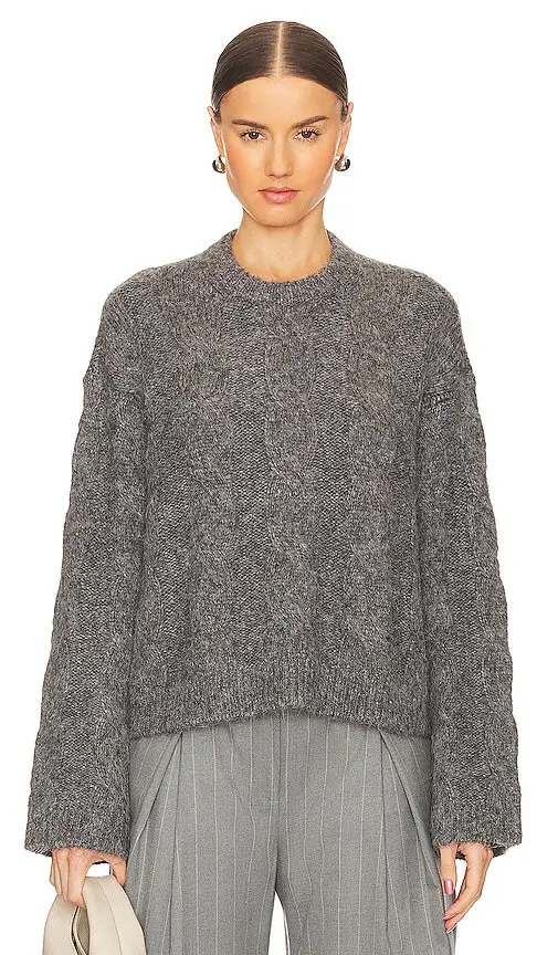 L'academie Adria Cable Knit Hooded Sweater