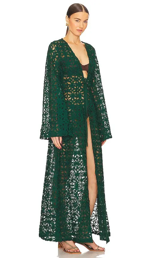 Andrea Iyamah Ndu Lace Kimono In Dark Green In Emerald - 48% Off |  Editorialist