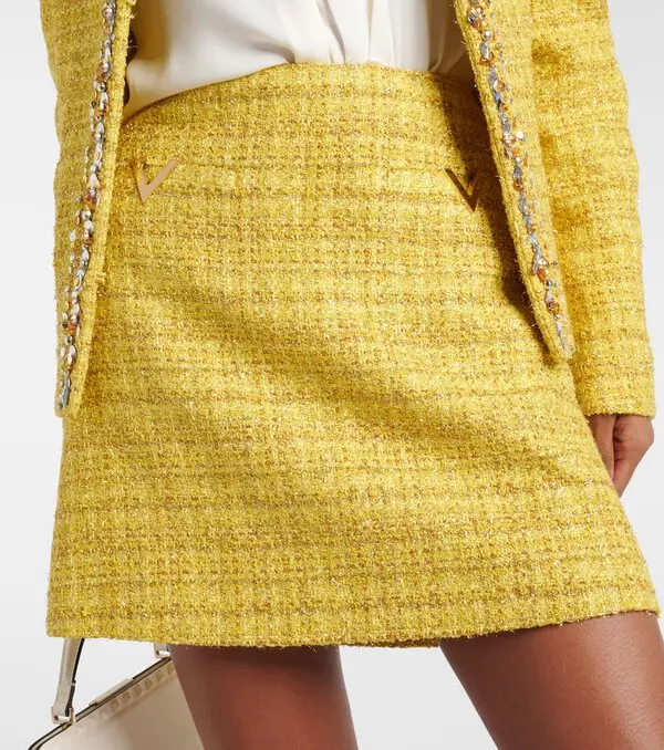 Valentino Garavani Vgold Tweed Mini Skirt