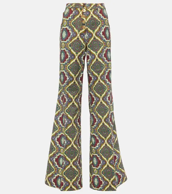 Etro Printed High-rise Wide-leg Jeans - Orange