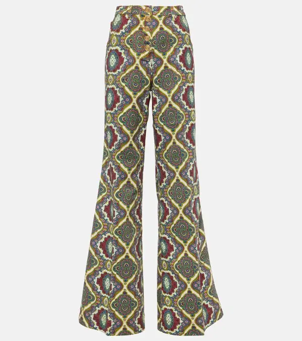 Etro Printed High-rise Wide-leg Jeans - Orange