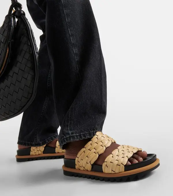 Dries Van Noten Woven Raffia Slides