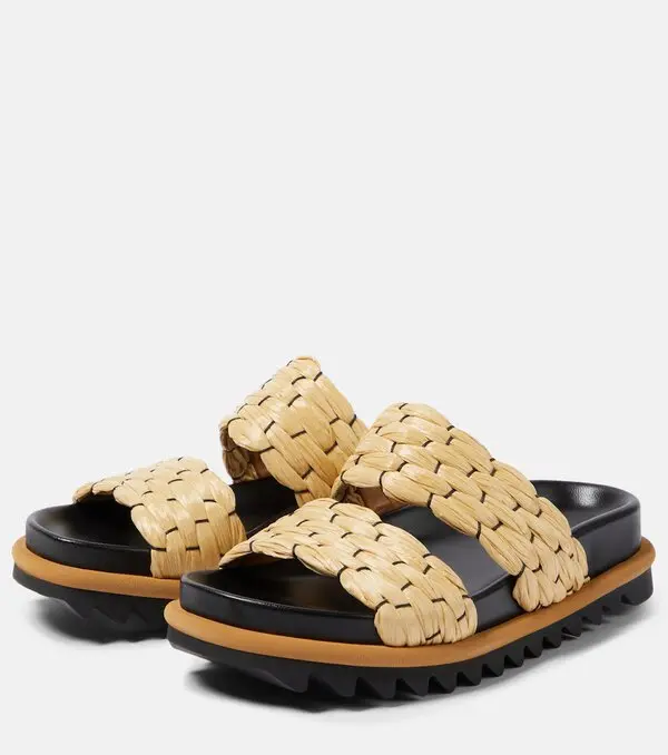 Dries Van Noten Woven Raffia Slides