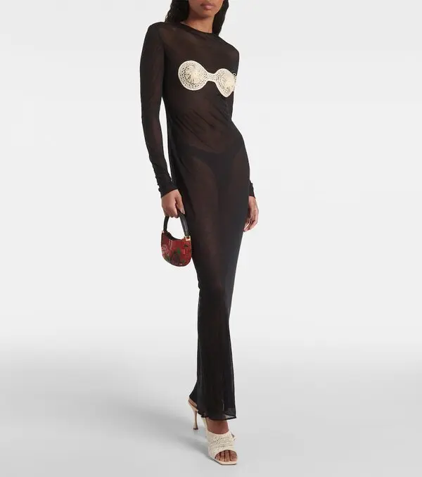 Magda Butrym Crochet-trimmed Jersey Maxi Dress