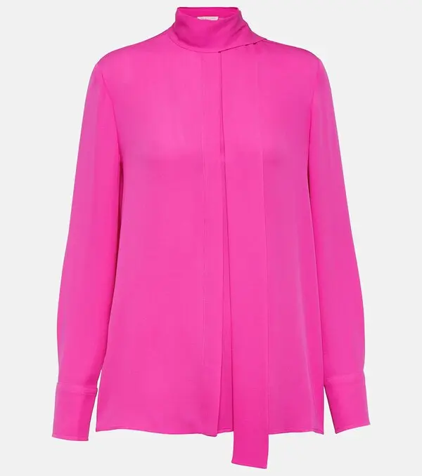Valentino Garavani Tie-neck Silk Georgette Blouse - Pink