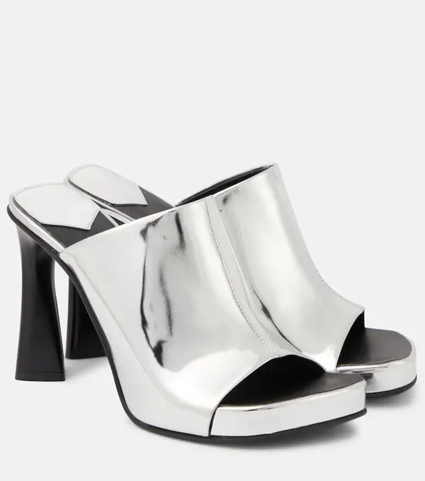 Stella McCartney Elsa Mirrored Faux Leather Sandals - Silver