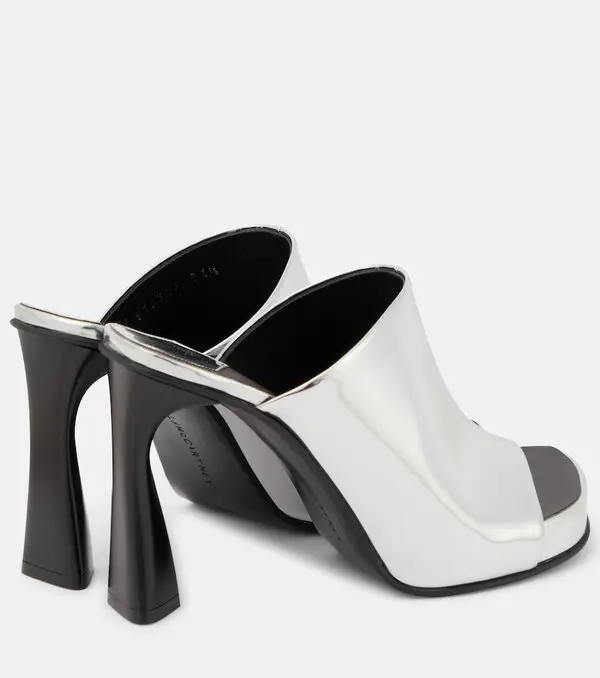 Stella McCartney Elsa Mirrored Faux Leather Sandals - Silver