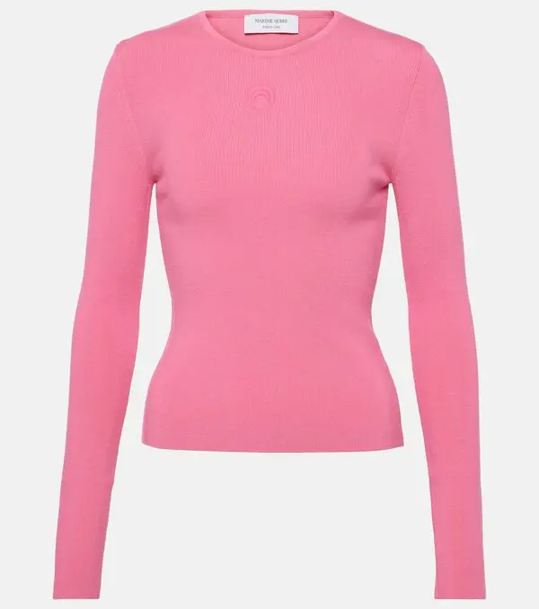 MARINE SERRE Core Open-back Jersey Top - Pink