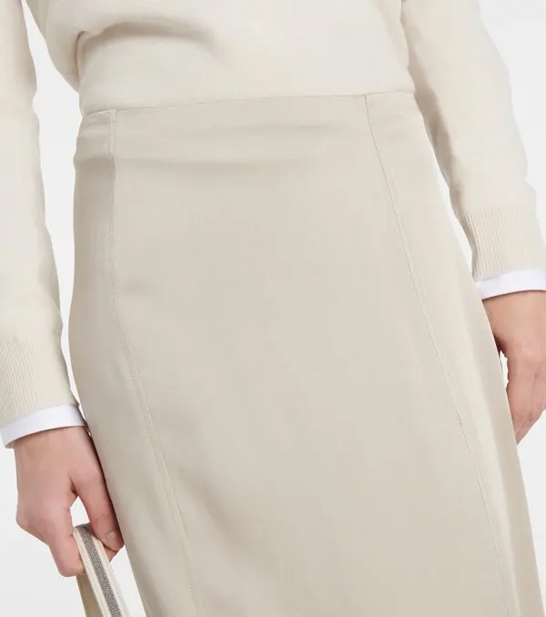 Brunello Cucinelli Satin Maxi Skirt - Beige