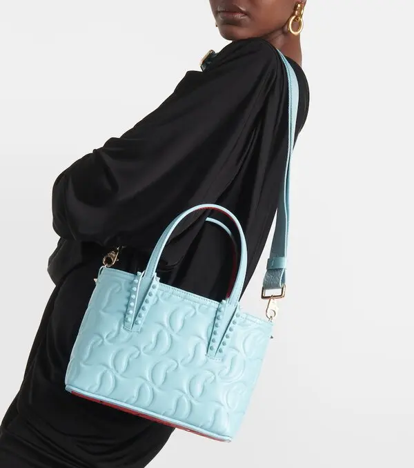 CHRISTIAN LOUBOUTIN Cabata Mini Leather Tote Bag - Blue