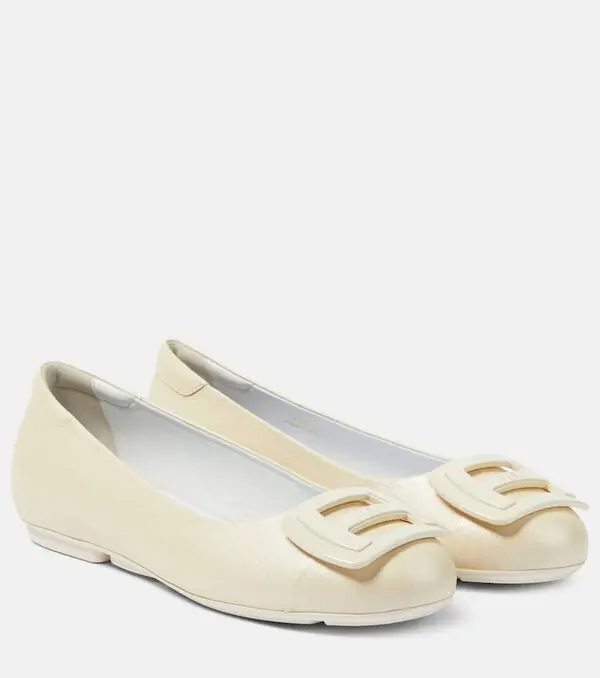 Hogan H661 Leather Ballet Flats - White