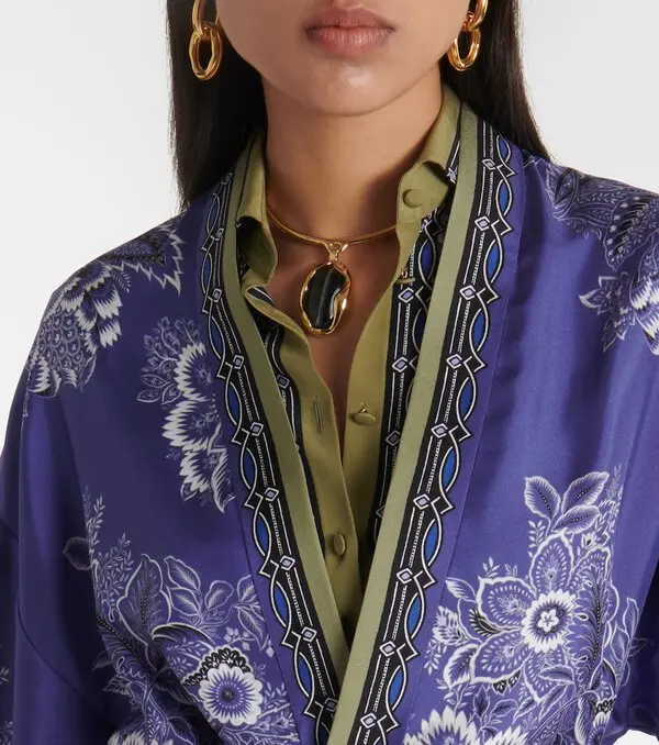Etro Printed Silk Twill Robe