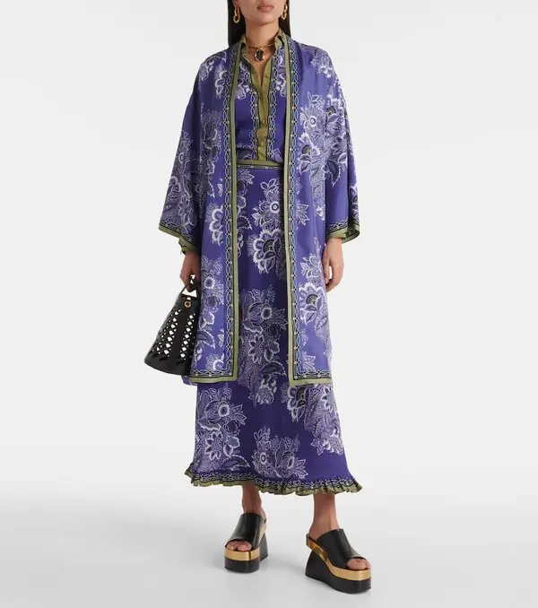 Etro Printed Silk Twill Robe