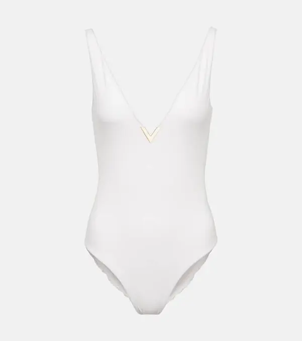Valentino Garavani Logo Swimsuit - White