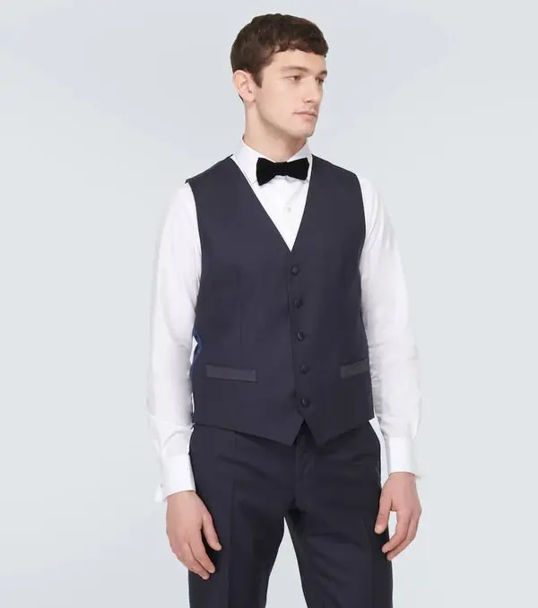 Dolce & Gabbana Wool And Silk-blend Vest - Blue