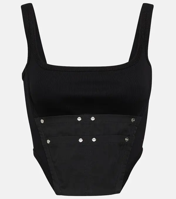 DION LEE Workwear Cotton Corset Top - Black