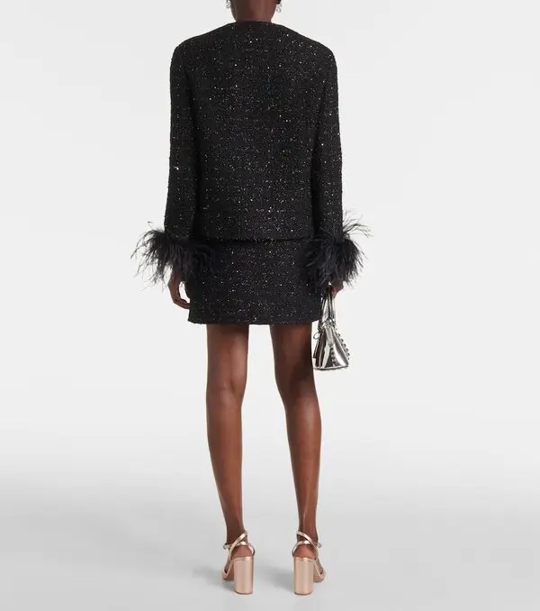 Valentino Garavani Feather-trimmed Tweed Jacket