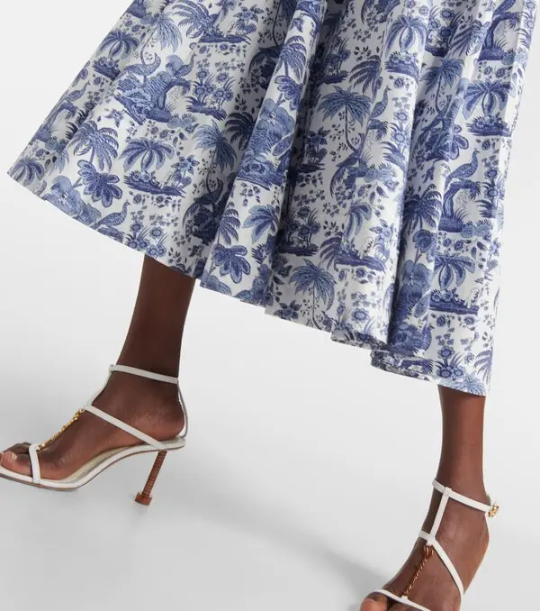 Staud Wells Floral Cotton Midi Dress - Blue