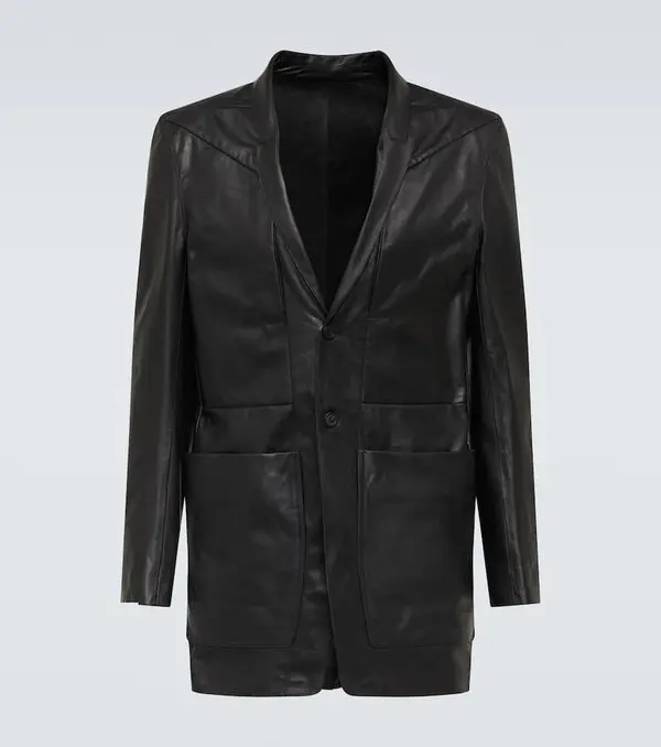 Rick Owens Lido Single-breasted Leather Blazer
