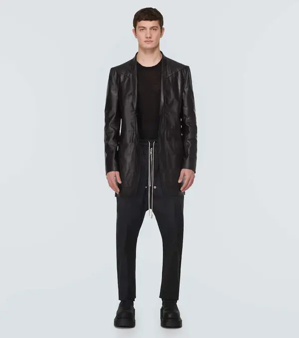 Rick Owens Lido Single-breasted Leather Blazer