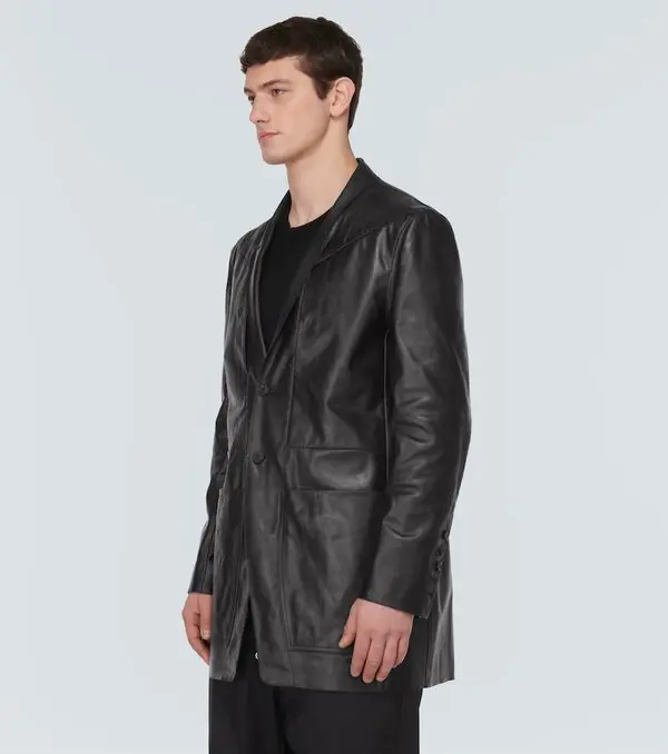 Rick Owens Lido Single-breasted Leather Blazer