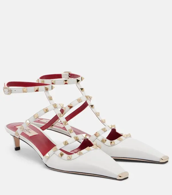 Valentino Garavani Rockstud Leather Pumps - White