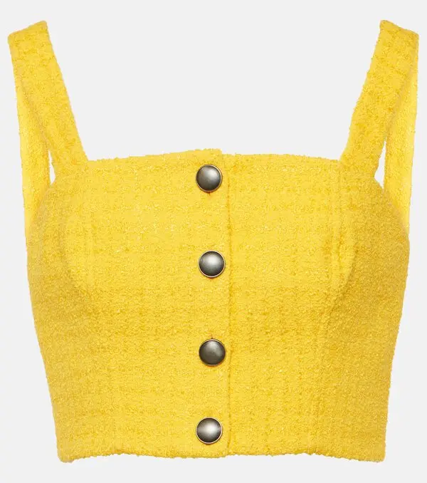 Alessandra Rich Embellished Tweed Crop Top