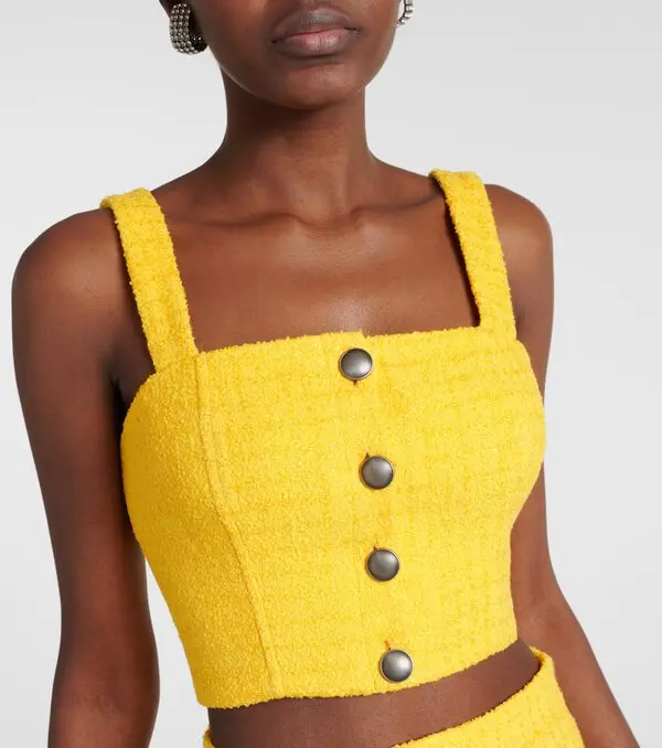 Alessandra Rich Embellished Tweed Crop Top