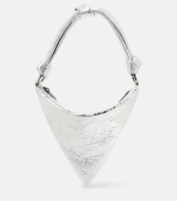Amina Muaddi Cameron Mini Leather Shoulder Bag - Silver